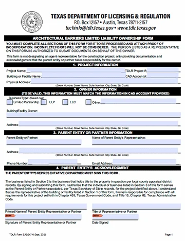 NEW TDLR Form EAB247N | RAS Assistance with Forms